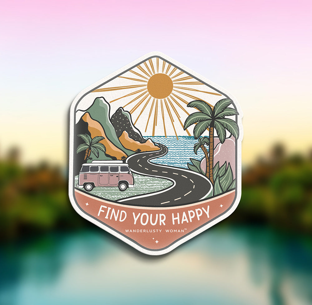 Find Your Happy Sticker – WanderLusty Woman