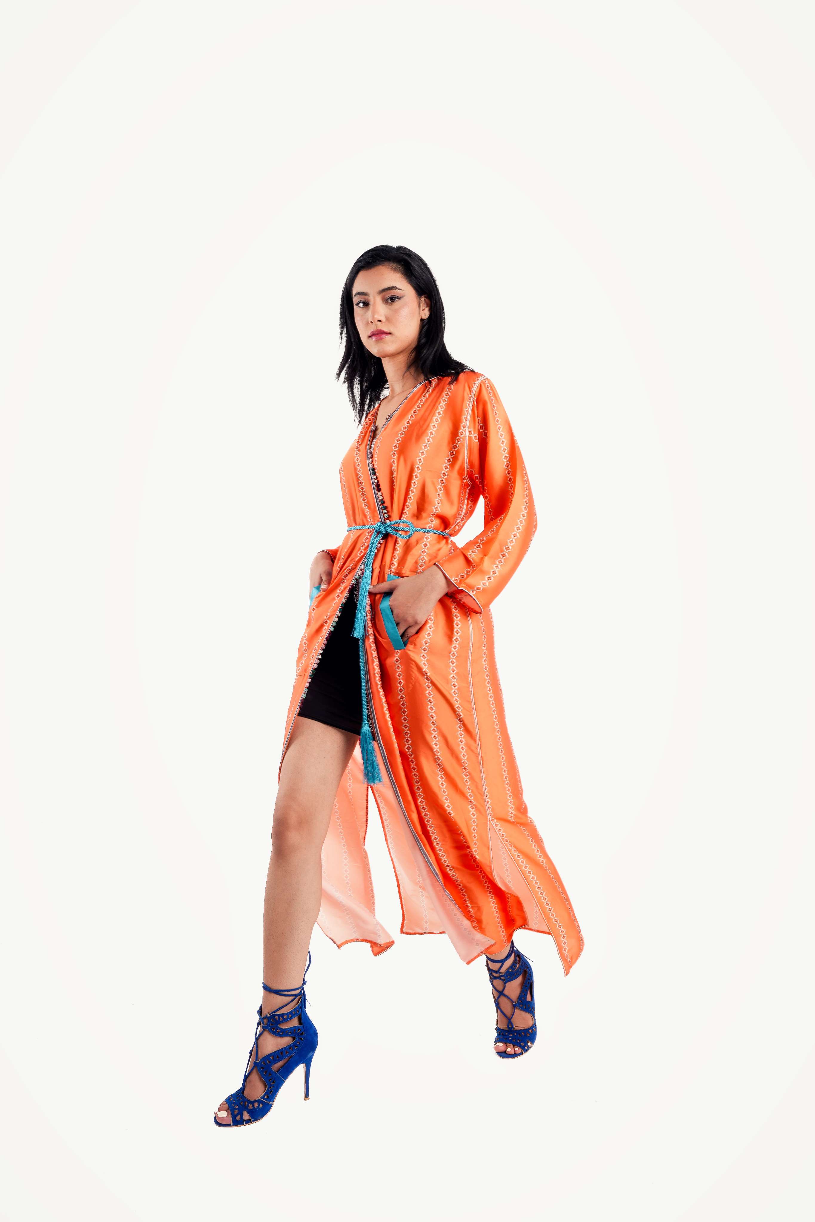 Silky Wrap Coat - Sunset Amber – WanderLusty Woman